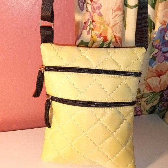 Bags | Yellow Quilted Crossbody Womens Handbag With Adjustible Shoulder ...